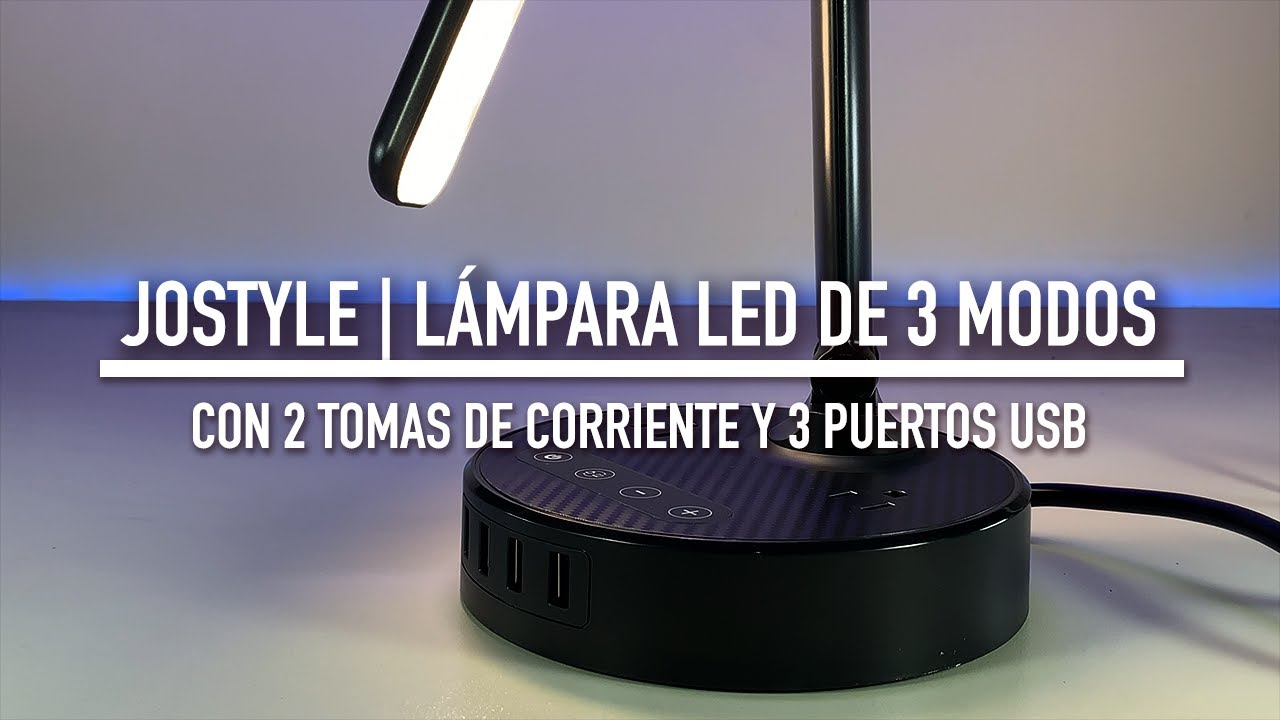 YOSTYLE | Lámpara led de escritorio con 3 puertos de carga USB y 2 tomas de corriente