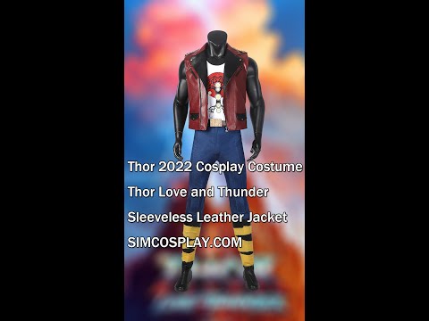Thor 2022 Cosplay Costume Thor Love and Thunder Sleeveless Red Leather Jacket