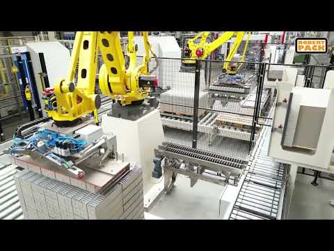 Fanuc Robot Arm Palletizing Trays of Pet Food with Film Slip Sheets | www.ProPac.com