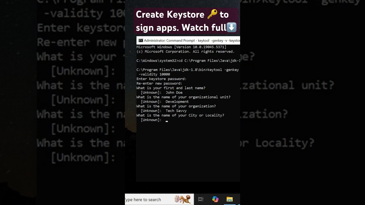 Create Keystore 🔑 using Java keytool #java #androiddeveloment #reactnativeapp #reactnative