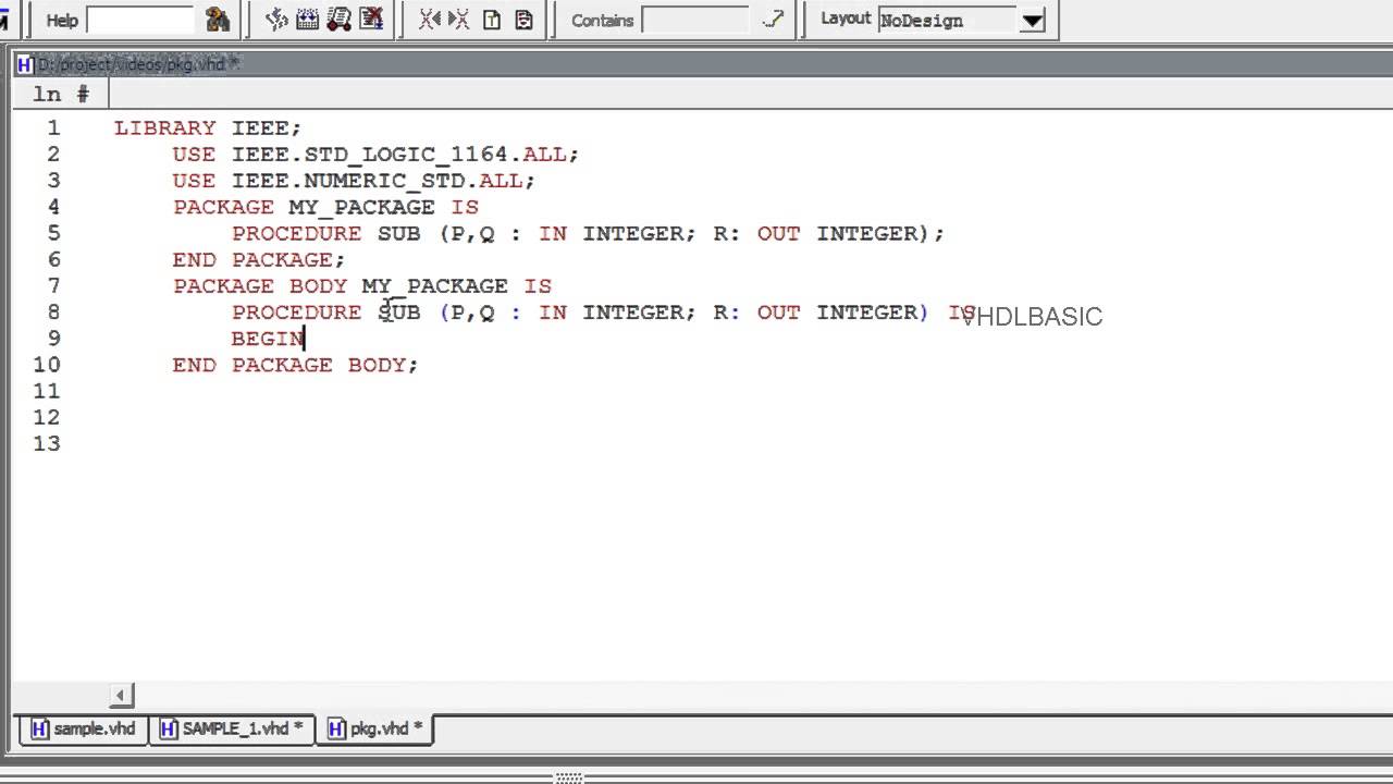 VHDL BASIC Tutorial - PROCEDURE