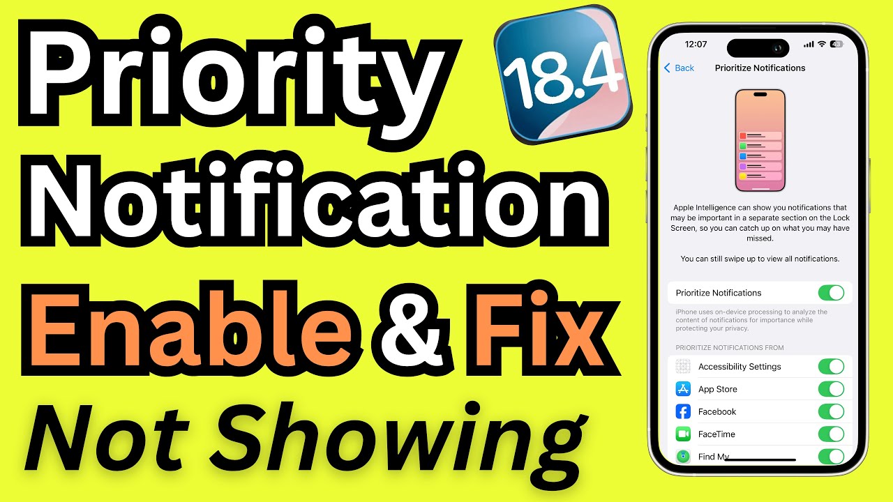 ENABLE and FIX Priority Notifications Setting Not Showing on iPhone in iOS 18.6.2