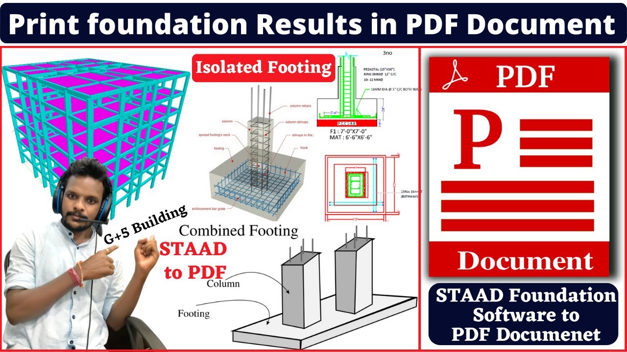 How to print foundation results in pdf | isolated footing | combined footing | structural design |