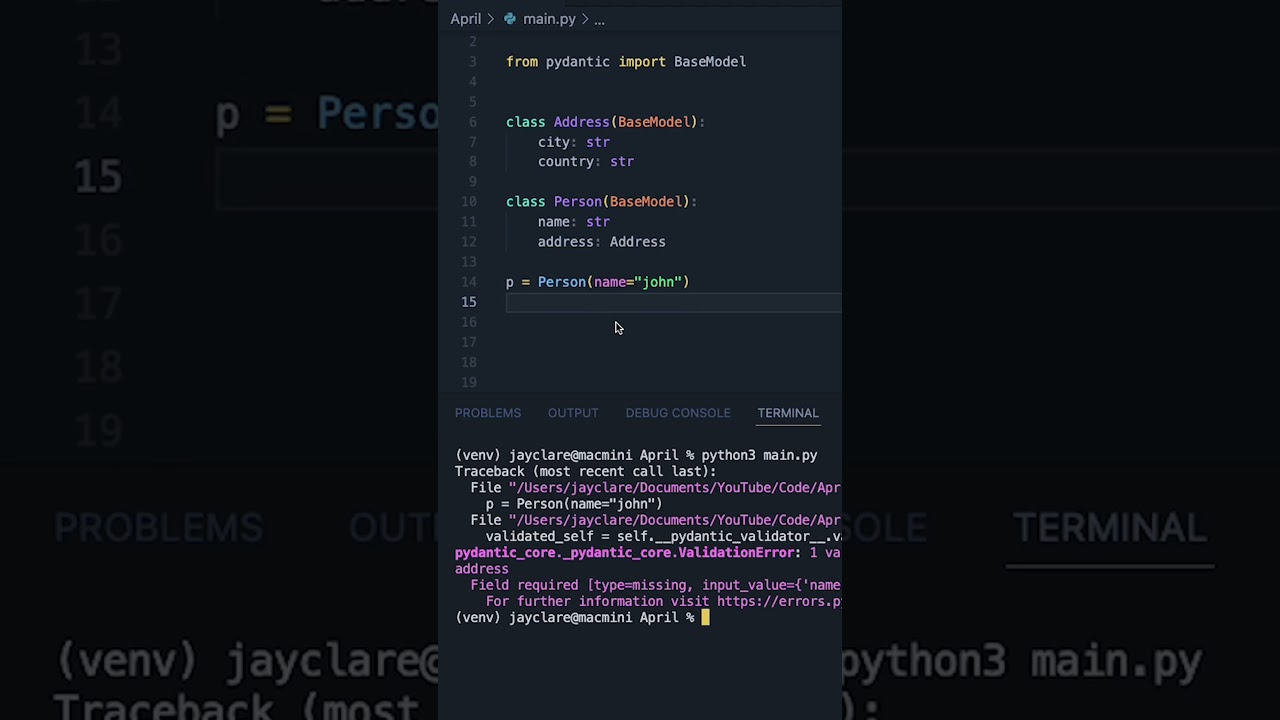 Python 3 | Nested Pydantic Models #python3 #coding #programming