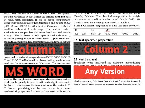 HOW TO DIVIDE MS WORD PAGE INTO TWO COLUMNS