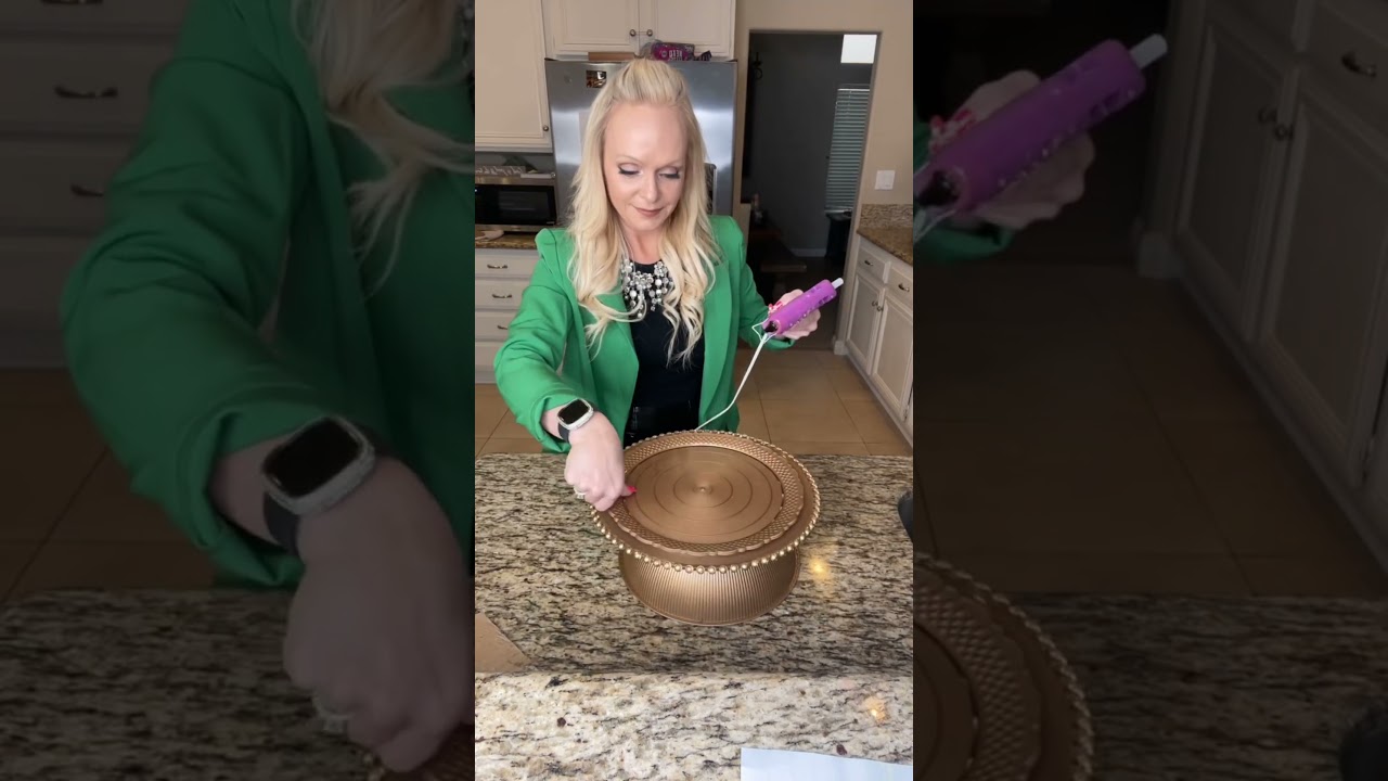 Easy, budget friendly cake stand with products from Dollartree.