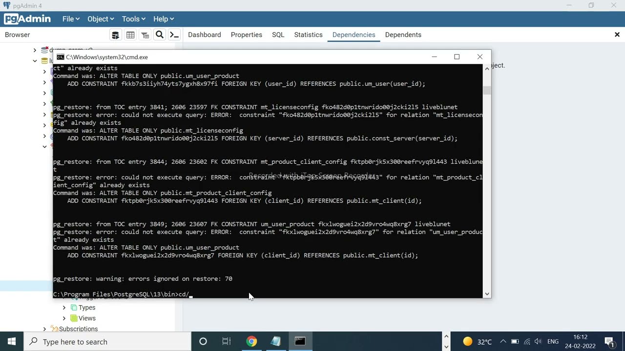PostgreSQL DB Restore using Command Prompt.