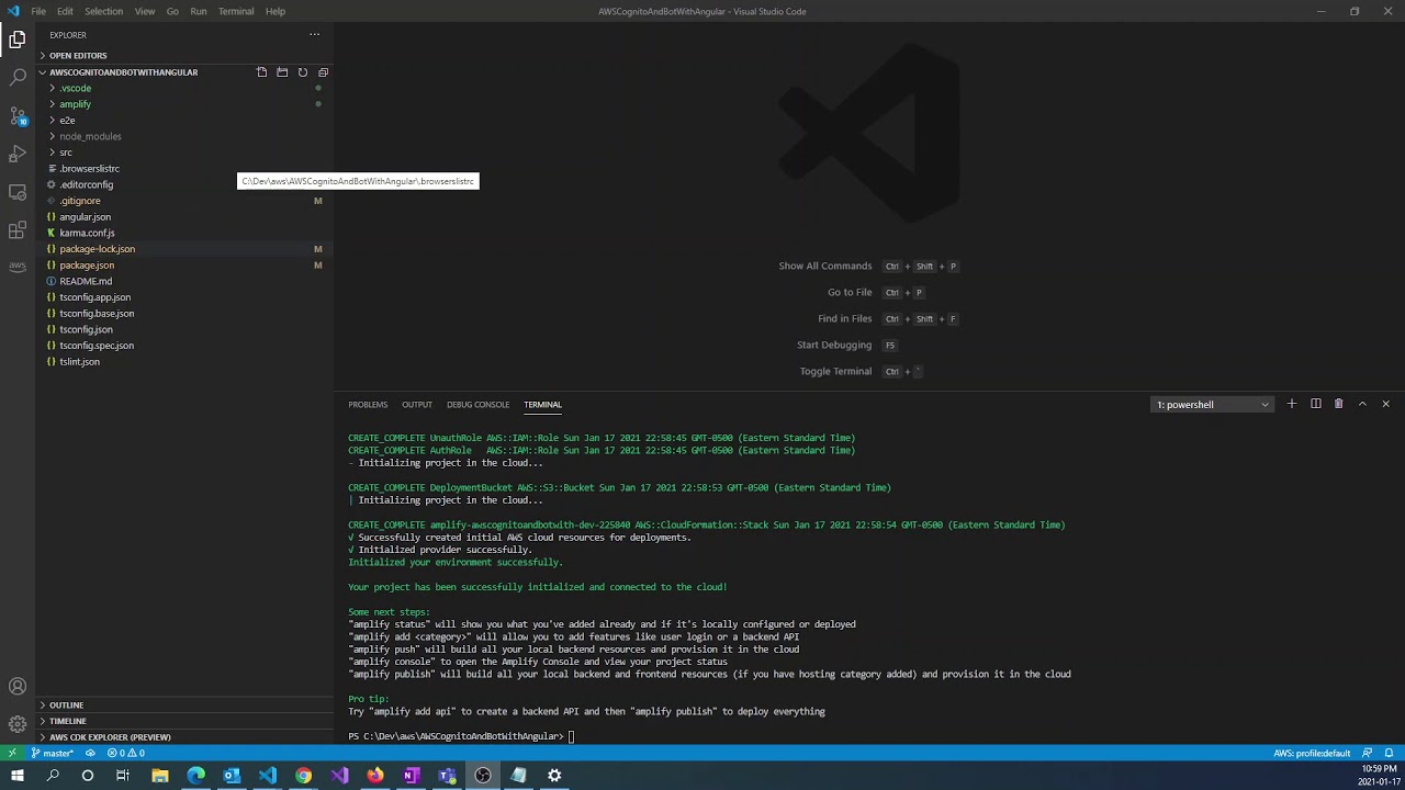 AWS Cognito Integration with Angular and AWS Lex bot Integration with Angular
