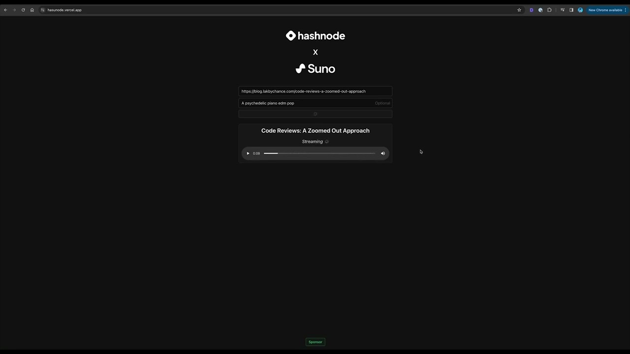 Hasunode - Hashnode 🤝 Suno
