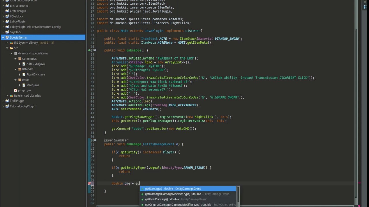 Minecraft Coding in strange format: Damage Indicator