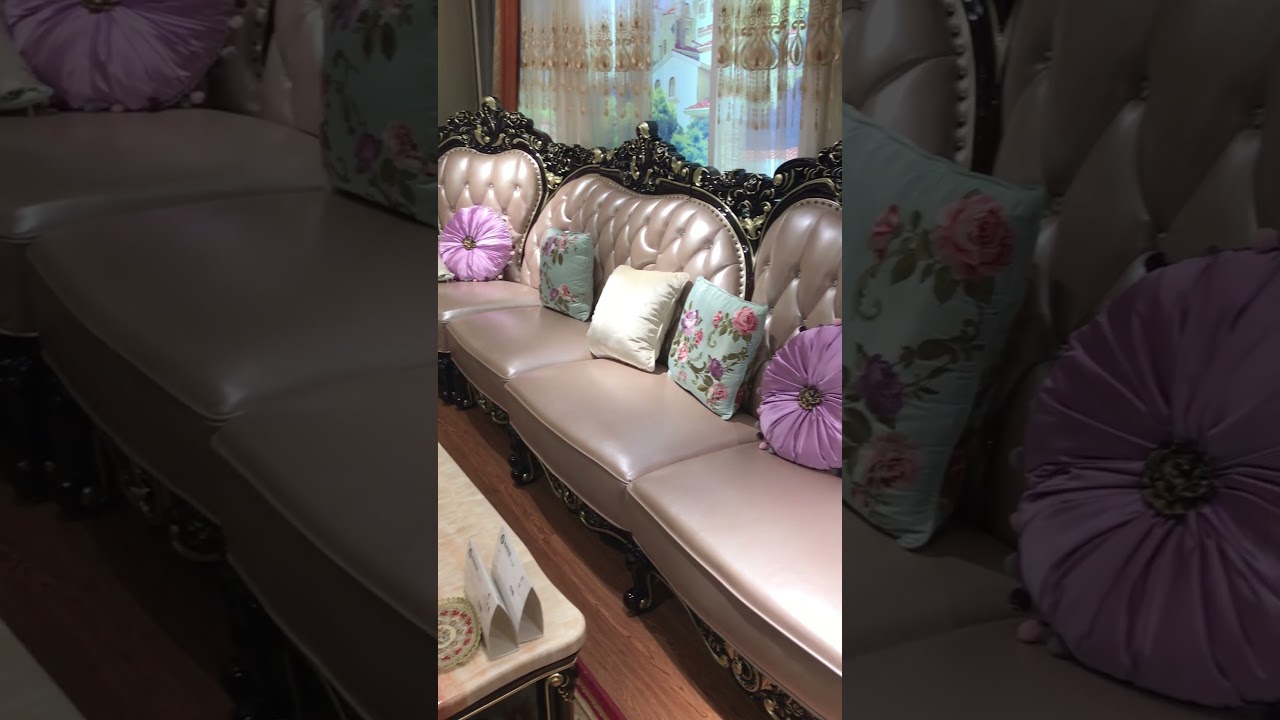 Classic European Style Furniture: L shape Corner leather sofa