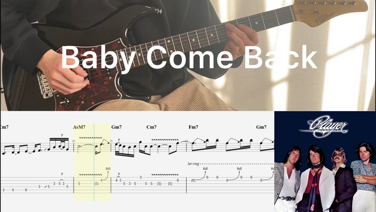 Player - Baby Come Back (guitar cover with tabs & chords)