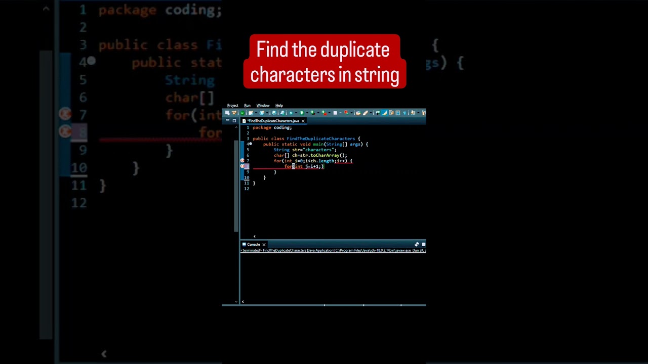 How to find duplicate characters in string? java | String | #coding #java #programming