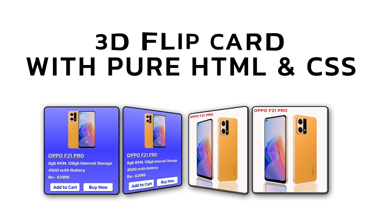 3d flip card effect on hover using only html & css || how to make 3d flip card using html and css