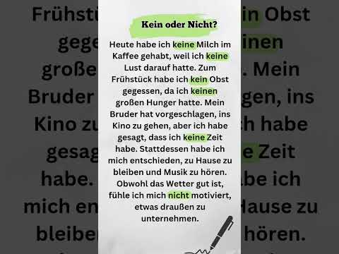 Kein oder nicht | Deutsch Grammatik Deutsch Lernen | A1-B1 #lernen