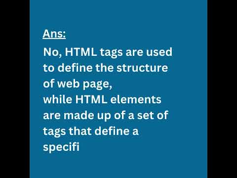 Are the HTML tags and Elements same thing ? | HTML interview Q-28 @TechyWebProgramming #viral#shorts
