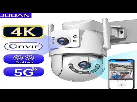 Jooan 4K 8MP HD Wifi PTZ Camera Outdoor 5G Wifi Dual Lens Security IP Cameras 5X Zoom AI Tracki
