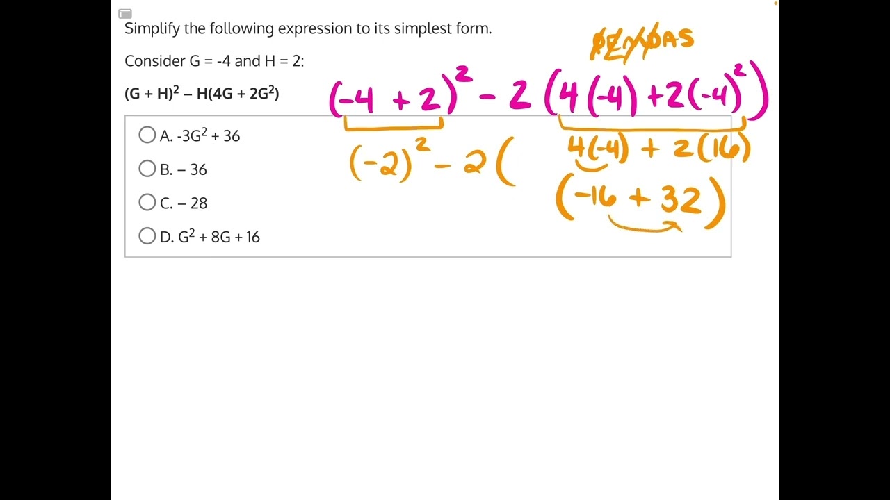 Algebra Simulation 5 Solution 3