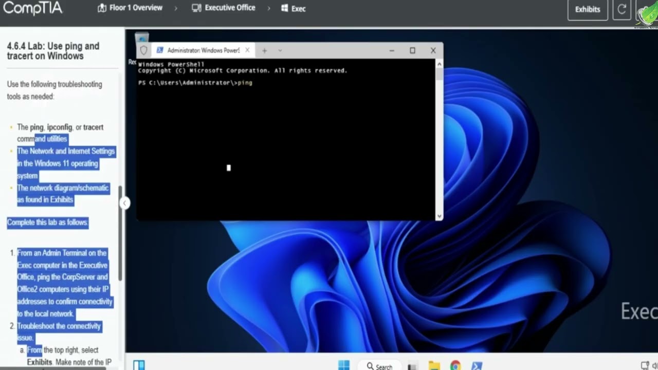 Testout ｜ Network + ｜ 4.6.4 Lab： Use Ping and Tracert on Windows