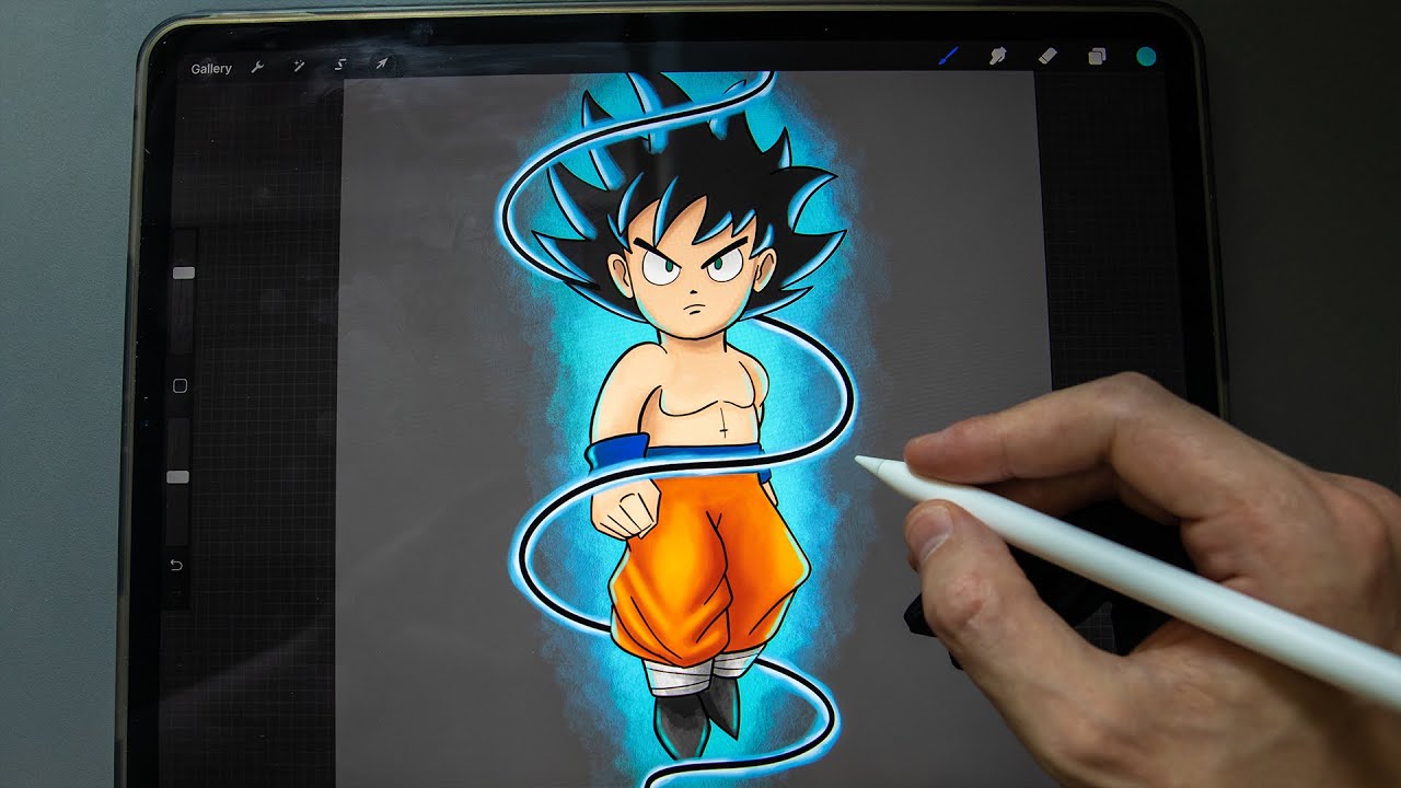 Drawing Kid Goku from Dragonball in Procreate