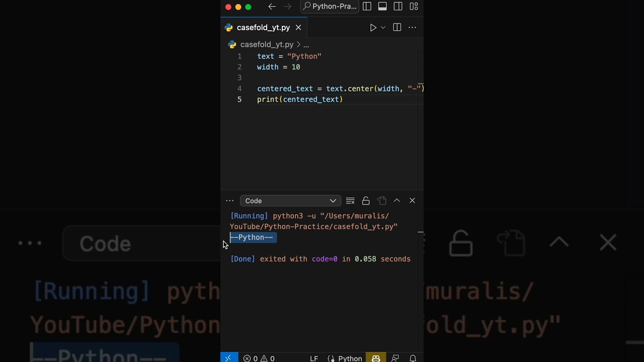 Mastering Python's center() Method: Align Your Text Like a Pro! #shorts