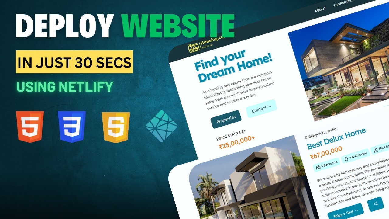 Deploy Website in Just 30 Seconds Using Netlify | HTML, CSS, JS