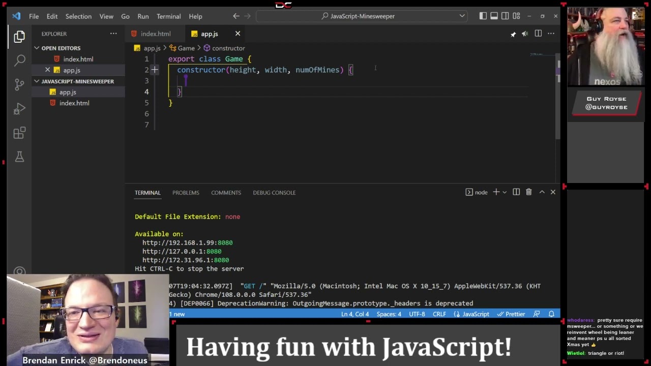 Coding Minesweeper - Static HTML and JavaScript - Pair Programming with Guy Royse -  Ep 272