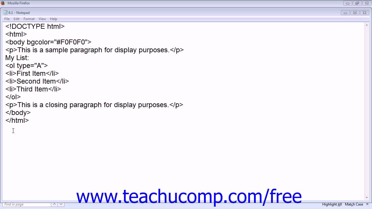 HTML5 and CSS3 Tutorial Numbered (Ordered) Lists Training Lesson 6.1