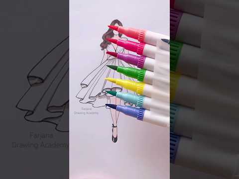 🌈 + 👗 #art #satisfying #painting #shorts || Dress coloring