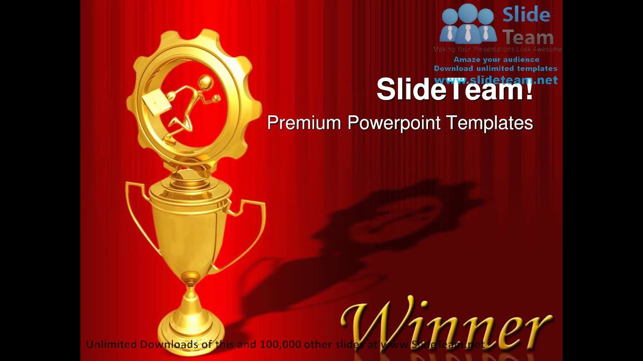 Businessman Running On Trophy Competition PowerPoint Templates Themes And Backgrounds ppt designs
