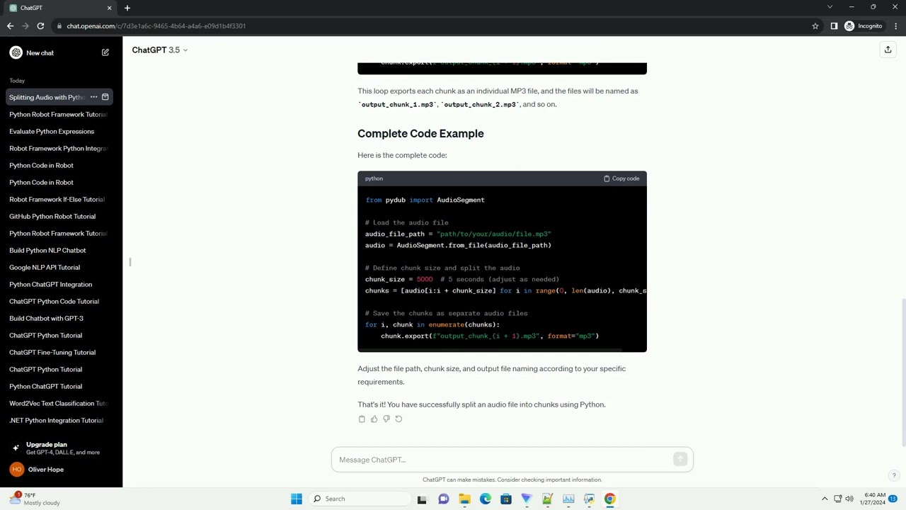 python split audio file into chunks
