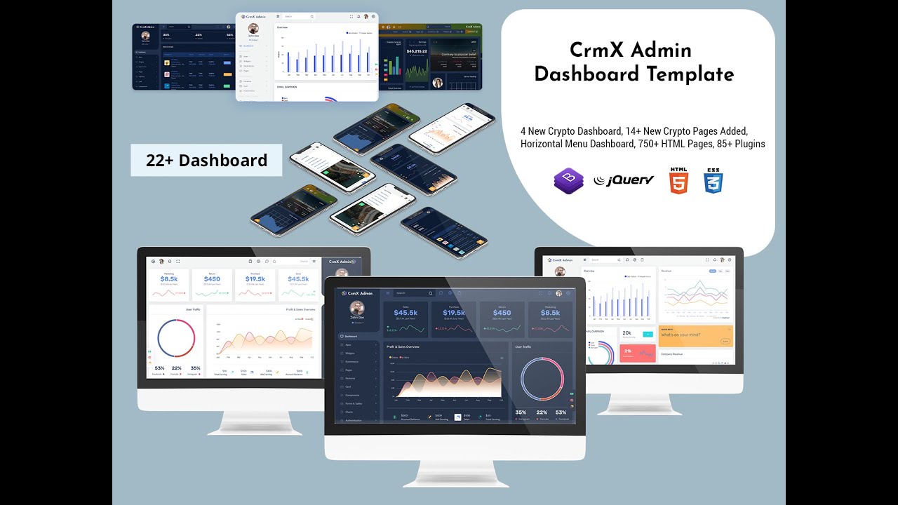 Bootstrap 5 Admin Template fully Responsive With Sass – CrmX