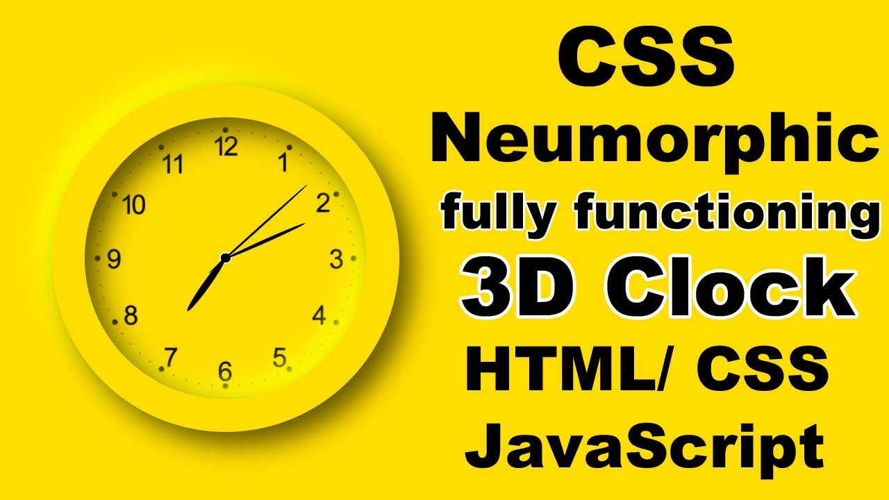 Fully functioning Analog Clock using HTML CSS JavaScript, JavaScript clock, css neumorphism