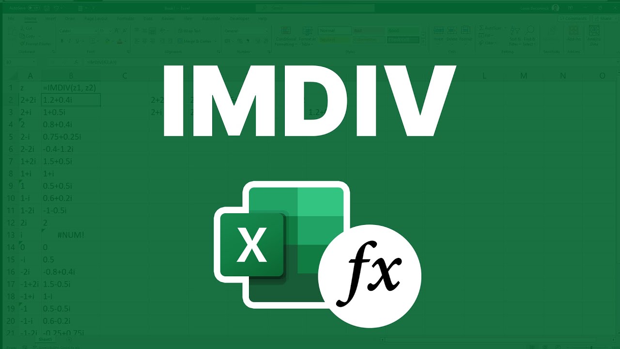 Divide Complex Numbers - Excel IMDIV Function