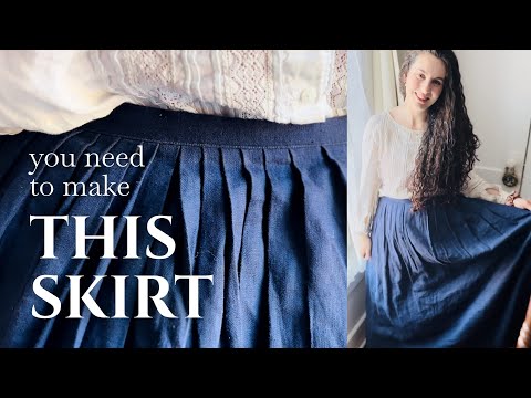 How to Sew a Long Pleated Skirt With NO Pattern | Beginner Historical Sewing
