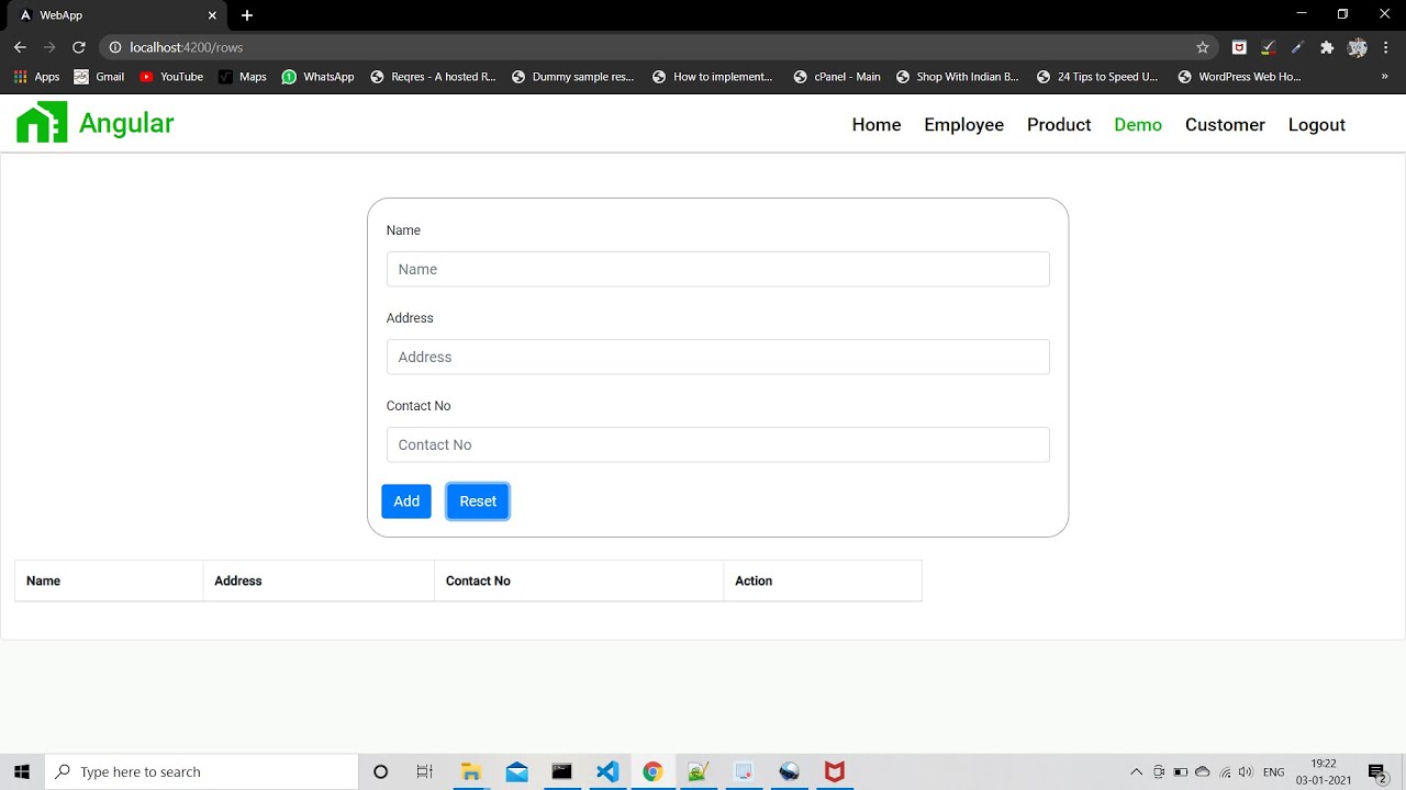 Angular 8 - How to dynamically add and delete rows in a table through form.