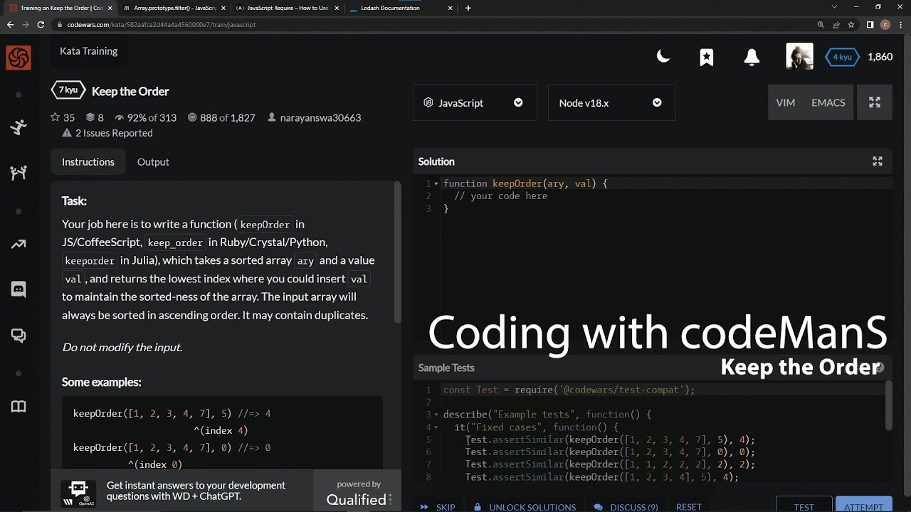 Codewars 7 kyu Keep the Order Javascript
