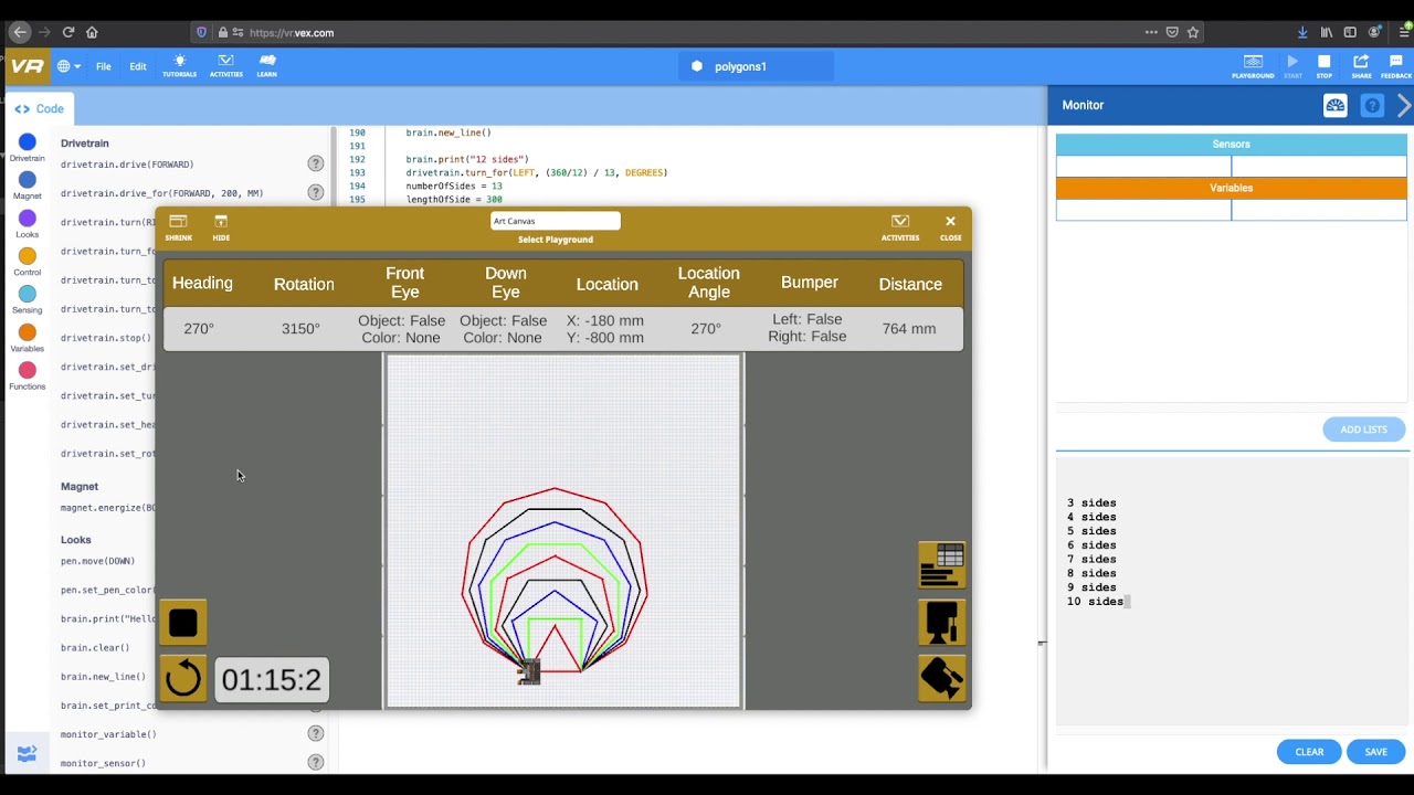 Draw polygons... (Python VEXCode VR)
