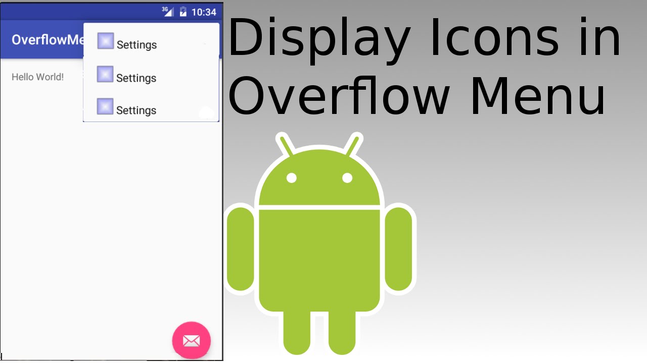 Android Studio - Add Icons to Overflow Menu in Activity Bar
