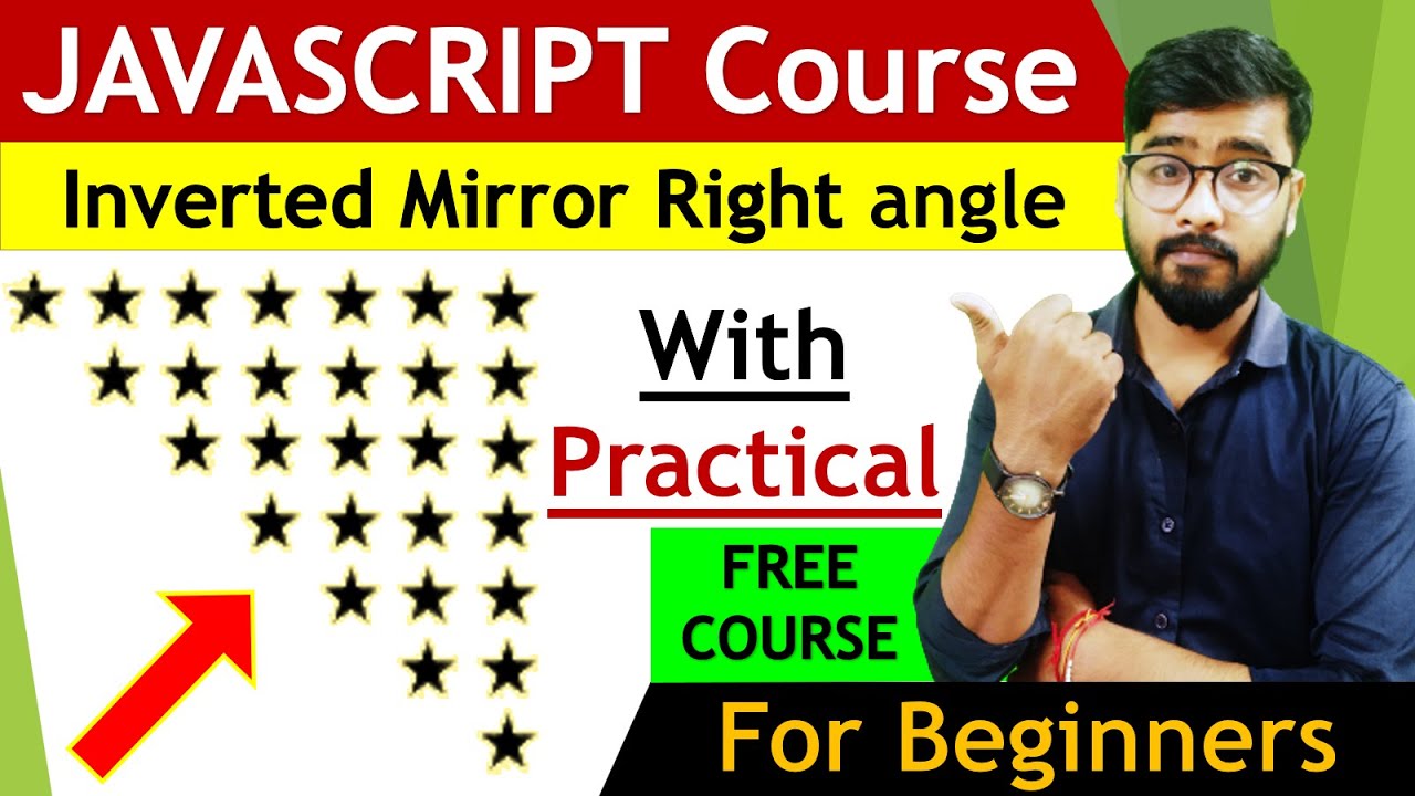 JavaScript Star Pattern Program| Inverted Mirror Right Angle | JavaScript Tutorial
