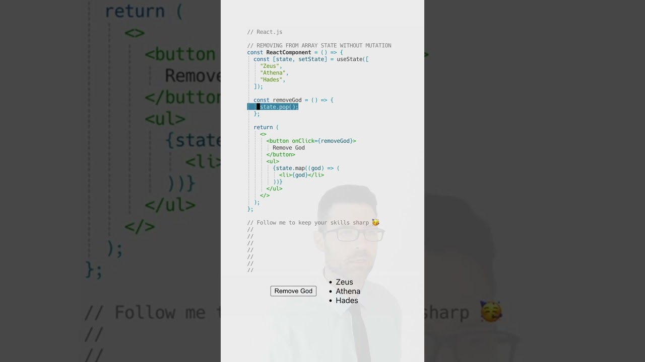 Removing from React.js array state without mutation