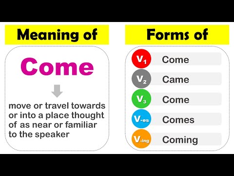 Come Past Tense, V1 V2 V3 V4 V5 Form Of Come, Past Participle Of Come and Example Sentences