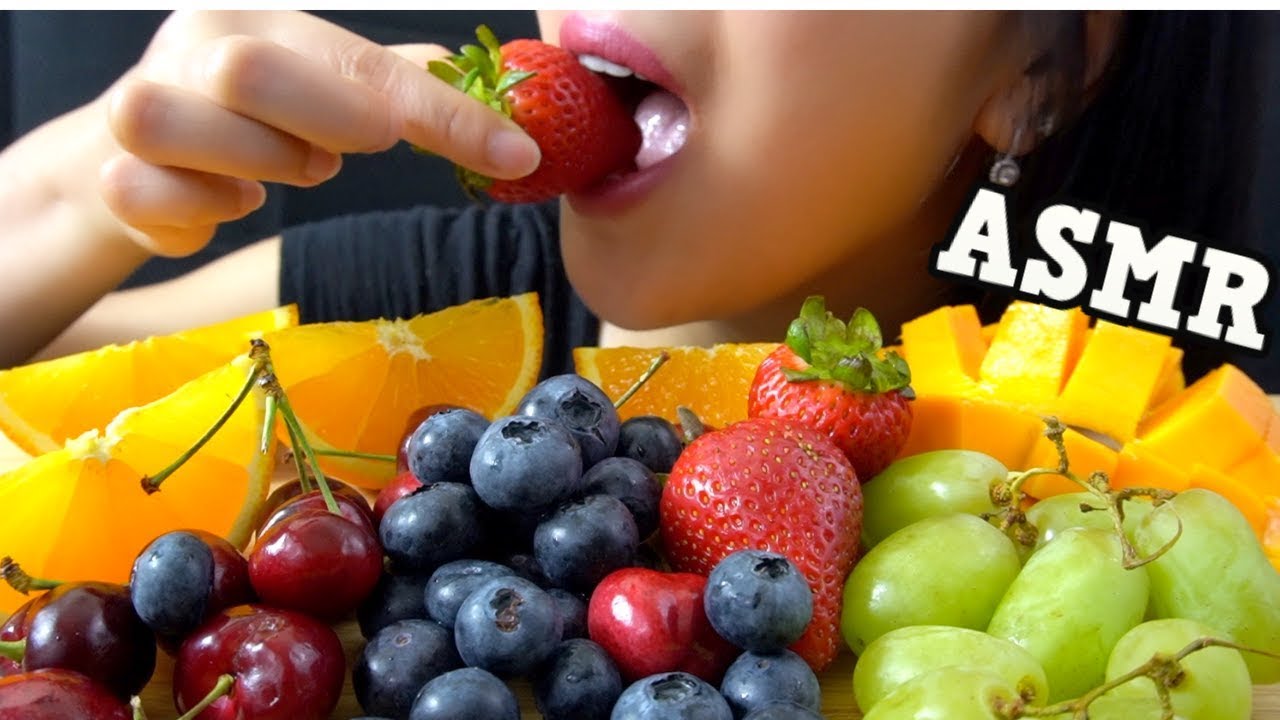 HEALTHY EATING ASMR: ASSORTED FRESH FRUITS PLATTER * EATING SOUNDS * NO TALKING | TracyN ASMR