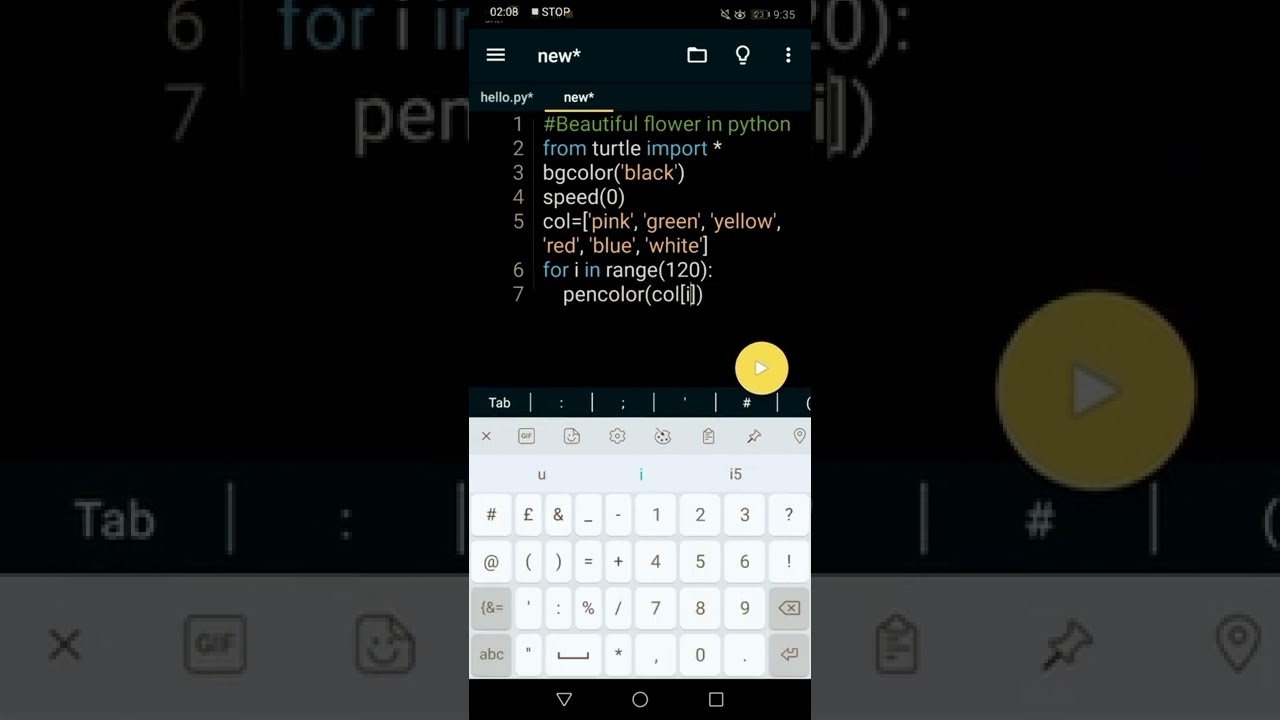 python turtle code |Beautiful design using python pydroid 3 #shorts #youtubeshorts #python #coding