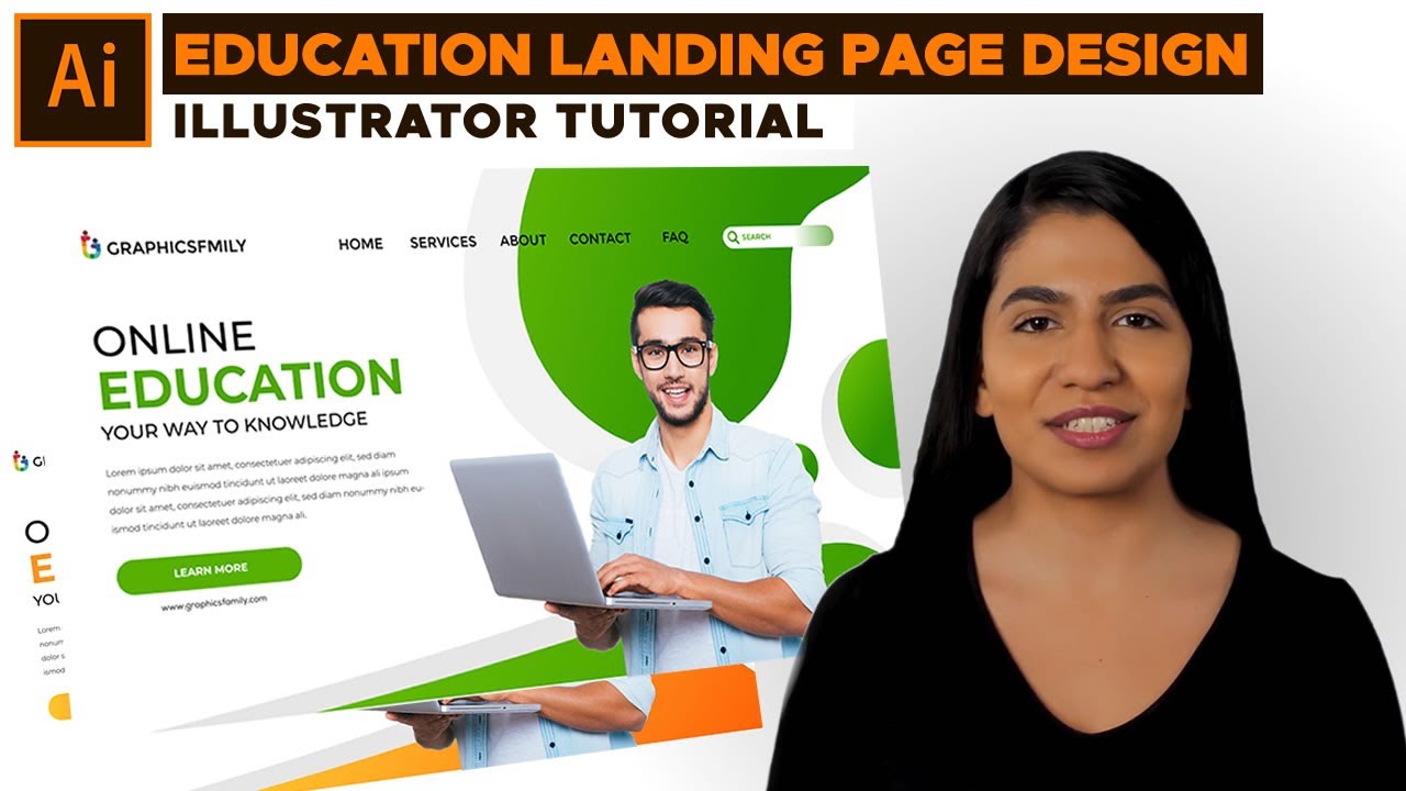 Online Education Landing Page Design - Adobe Illustrator Tutorial