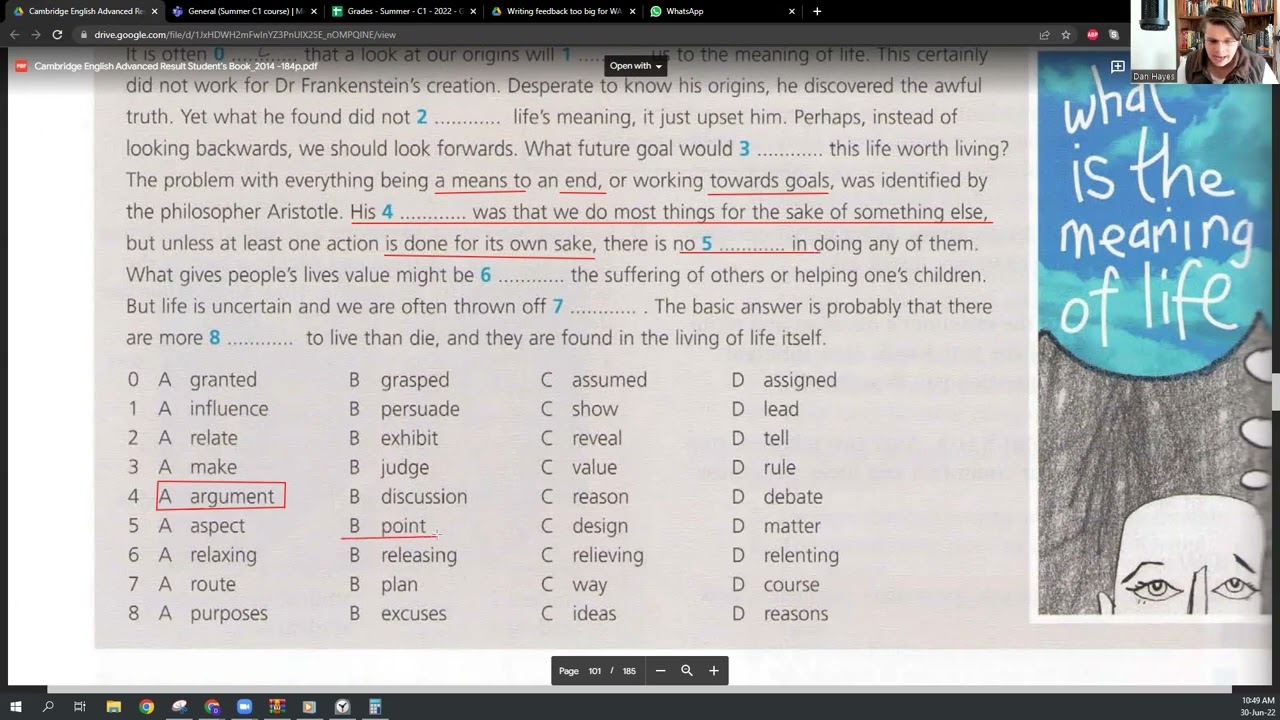 C1 course - Homework 8 - Multiple choice cloze