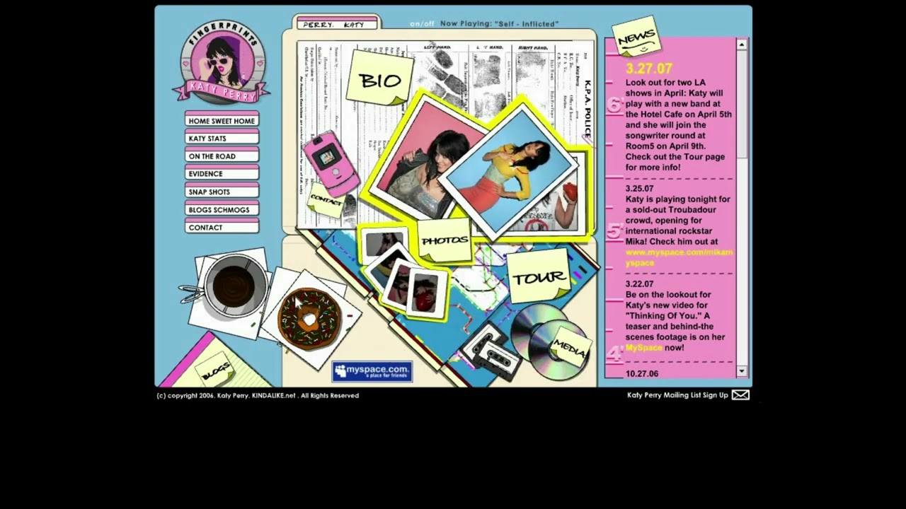 Katy Perry flash website in 2006