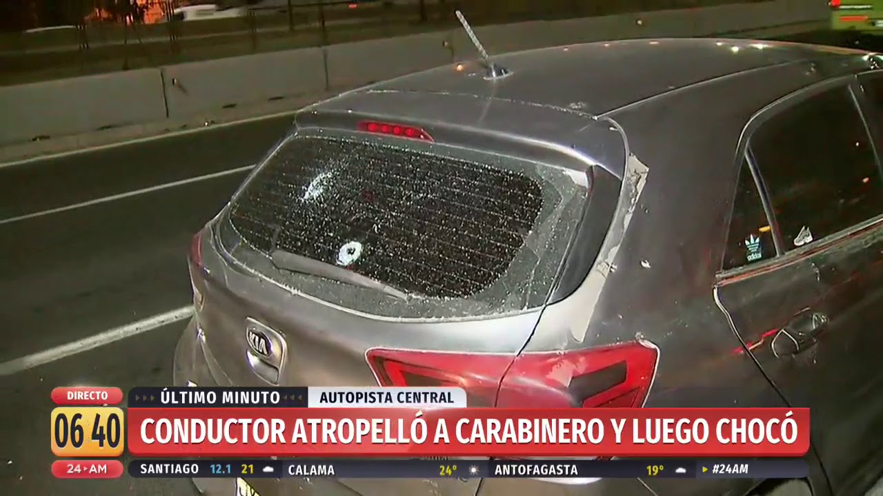 Conductor evade control policial y huye tras atropellar carabinero | 24 Horas TVN Chile