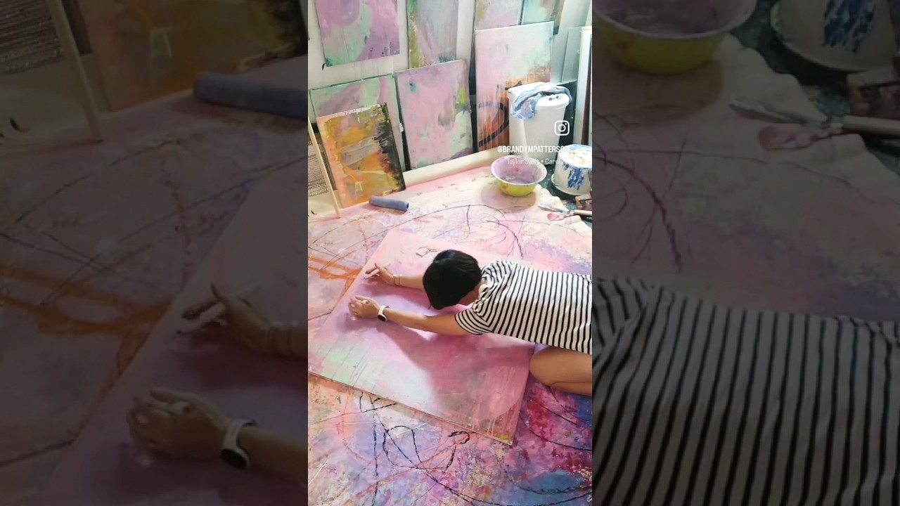 Adding yoga into art making #painting #art #yogapractice #artist #artstudio #abstractart