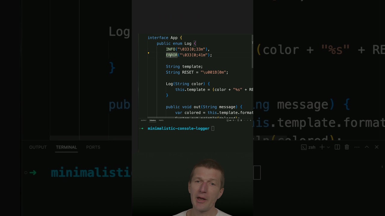 Enum As Minimalistic, Colourful Logger (v2) #java #shorts #coding #airhacks